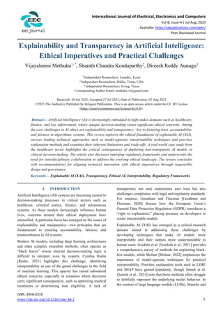 Explainability and Transparency in Artificial Intelligence: Ethical ...