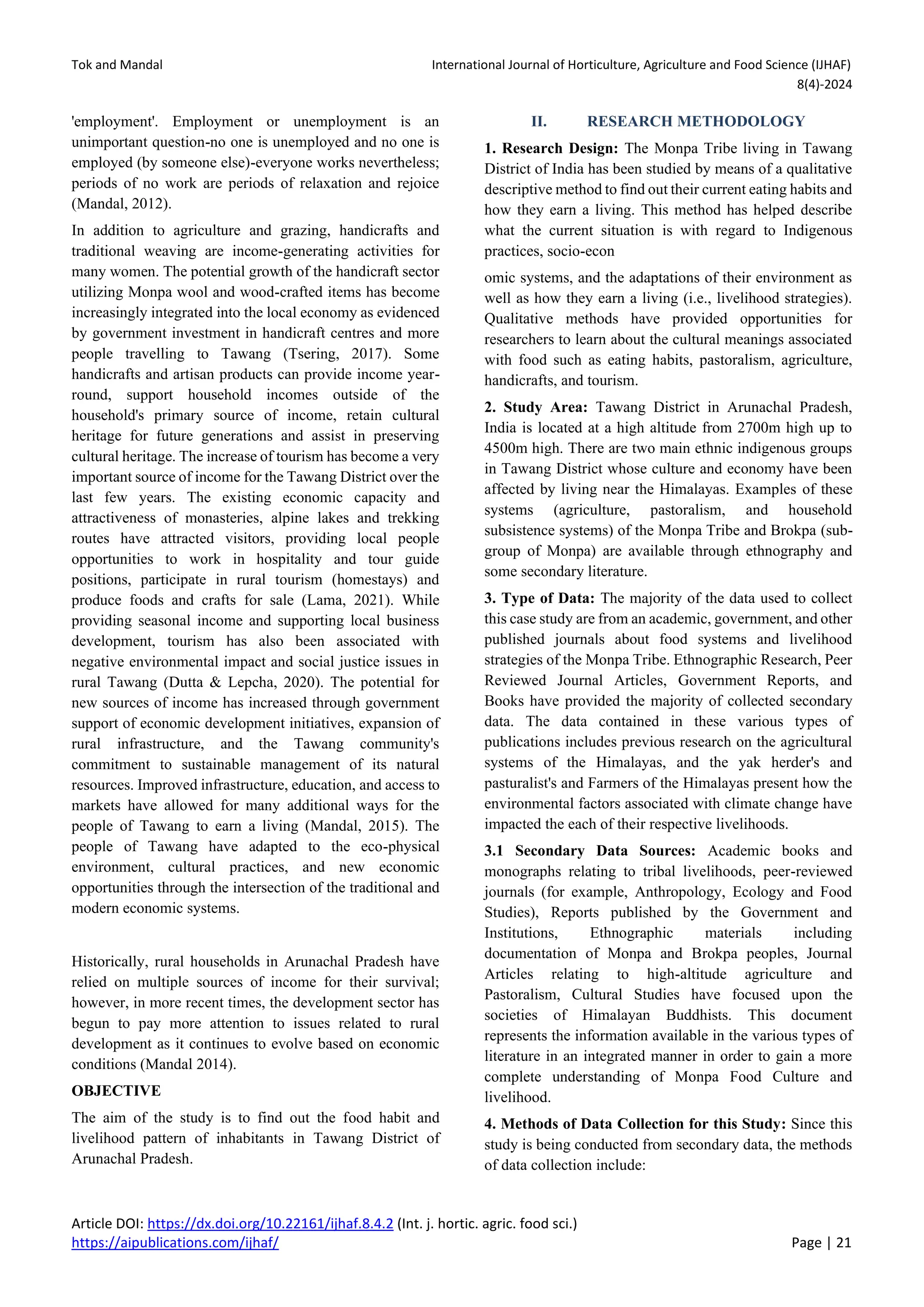Food Habit and Livelihood of Monpa Tribe in Tawang District of ...