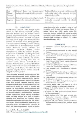 Local and Western Medicines and Treatment Methods for Cholera in Ceylon ...