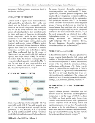 A Review on Phytochemical and Pharmacological Studies of Fruit Prunus armeniaca Linn. | PDF