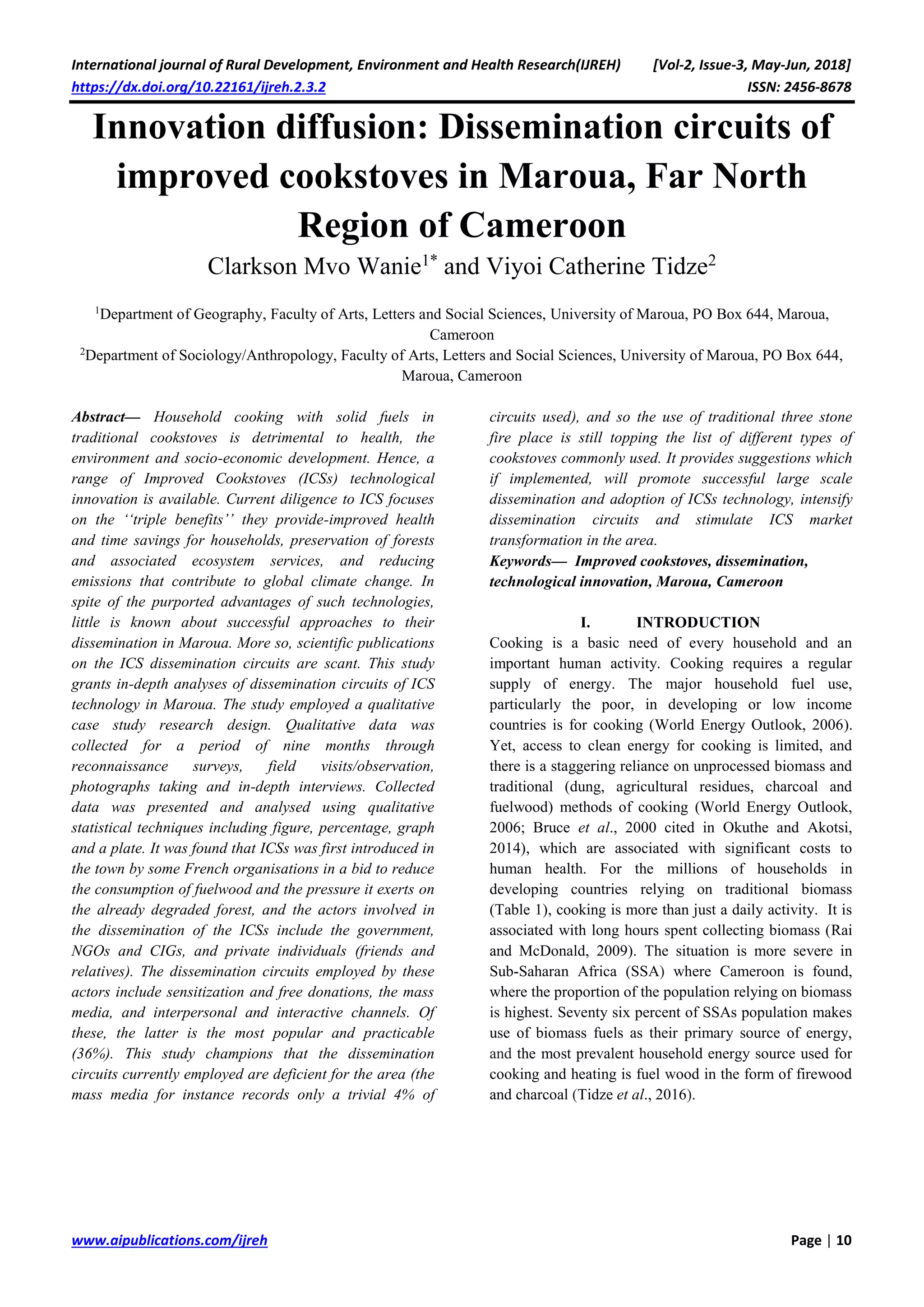 Innovation diffusion: Dissemination circuits of improved cookstoves in ...