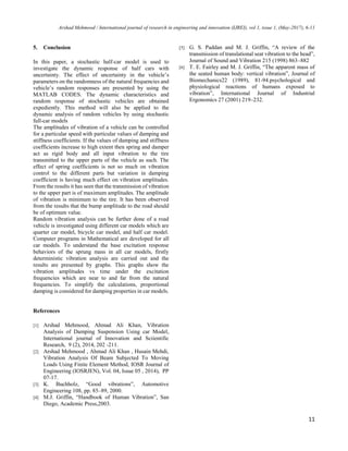 Vibration analysis and response characteristics of a half car model subjected to different ...