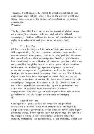 2Informative Speech Outline TemplateImpact Of Globalizatio | DOCX