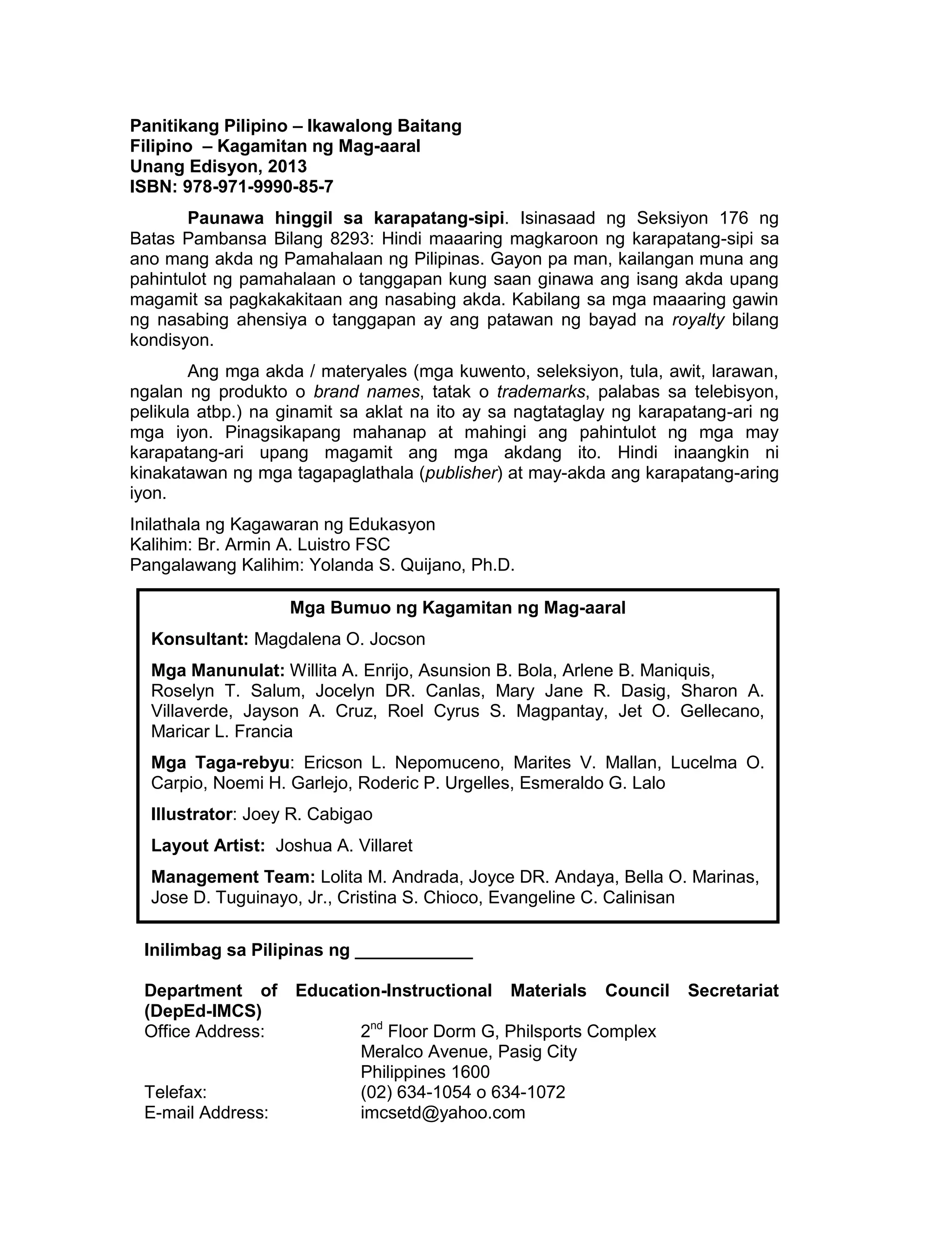 Panimula Grade 8 | PDF