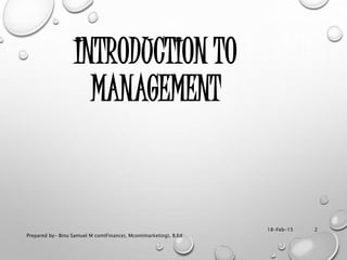 introduction to management | PPTX