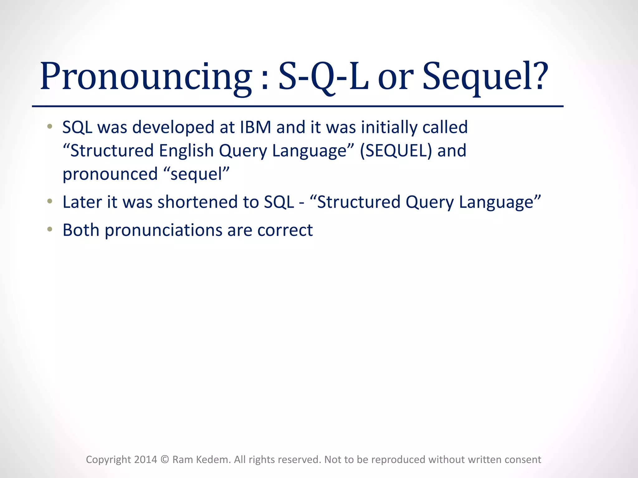 Introduction to SQL | PDF