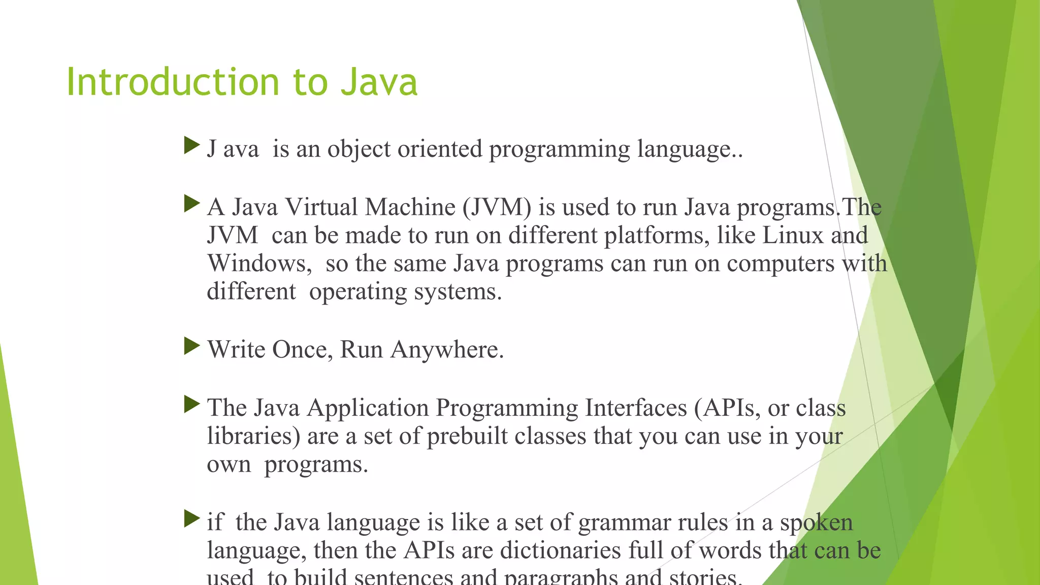 Introduction To Java Pps Programming Languages Computing