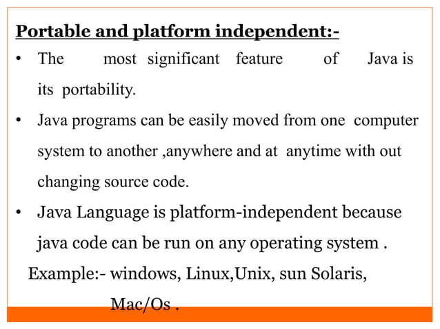 java language features and explanation with ex | PPT