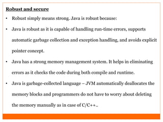 java language features and explanation with ex | PPT