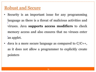 java language features and explanation with ex | PPT