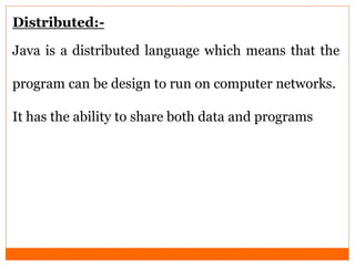java language features and explanation with ex | PPT