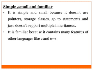 java language features and explanation with ex | PPT