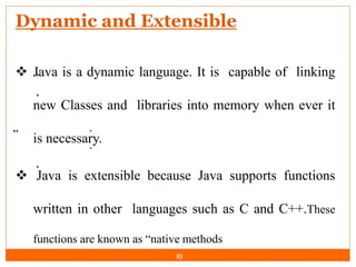 java language features and explanation with ex | PPT