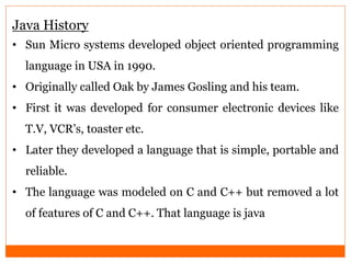 java language features and explanation with ex | PPT