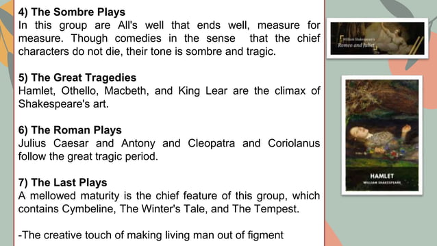 Shakespeare and his classification of plays | PPT