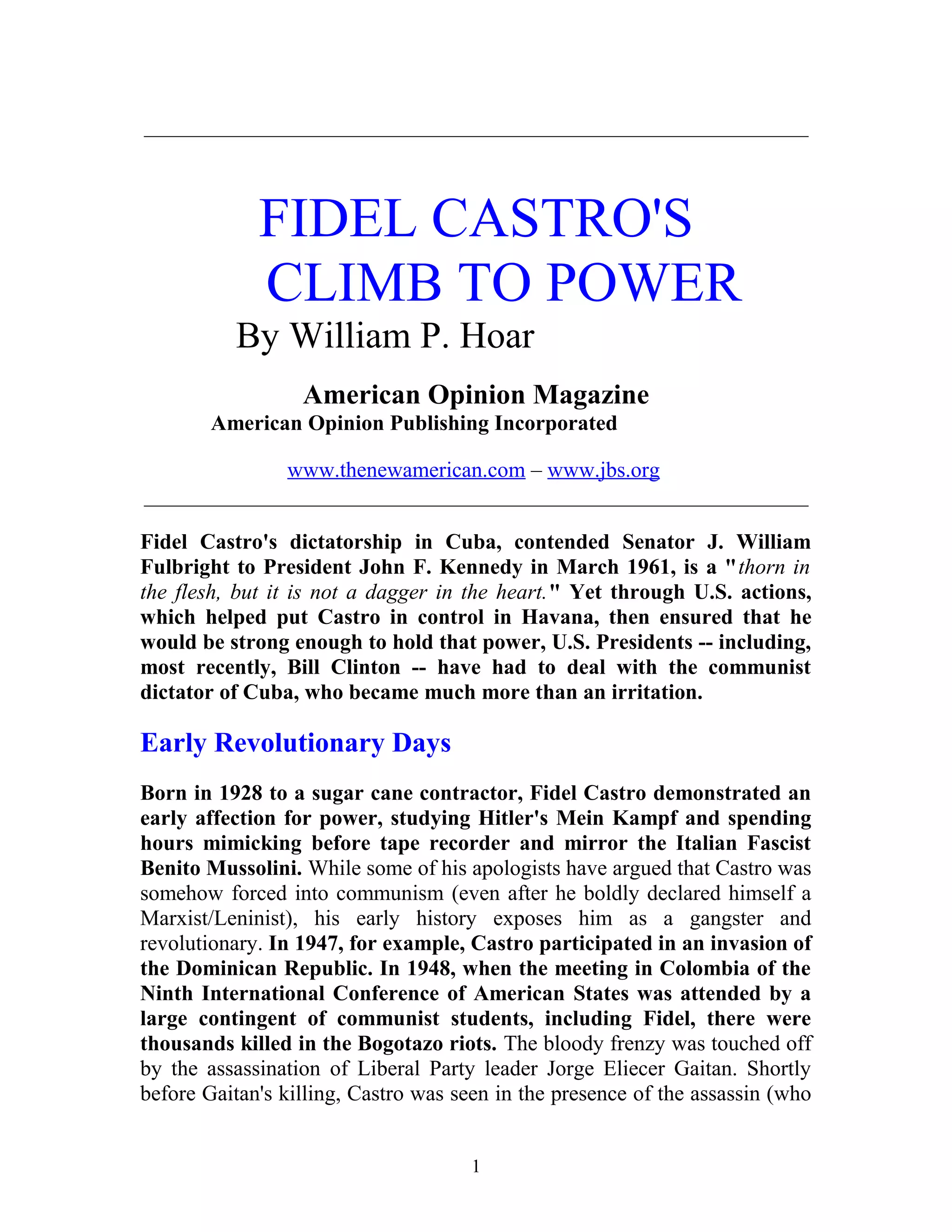 Fidel castros climb to power | PDF
