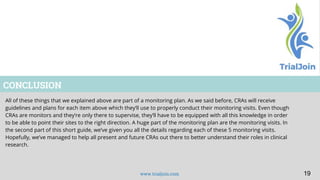 Monitoring plan and basic monitoring visits: everything that a cra ...