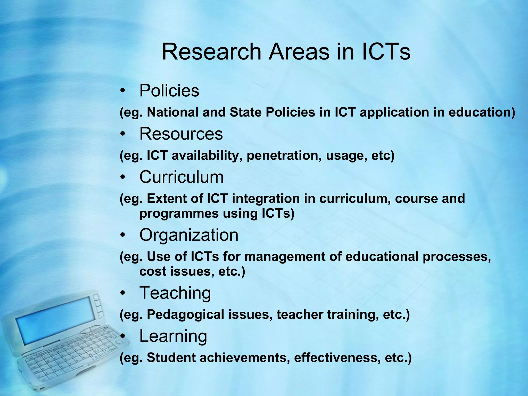 ICT in Education and Research Methods | PPT