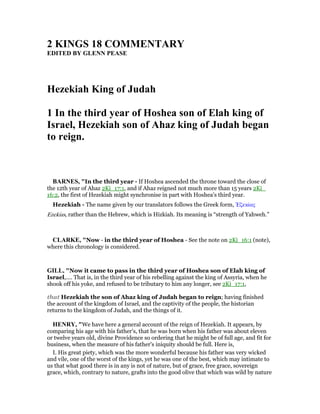 2 kings 18 commentary | PDF
