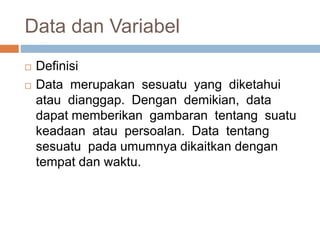 Materi pertemuan 2 KONSEP DASAR STATISTIKA | PPTX