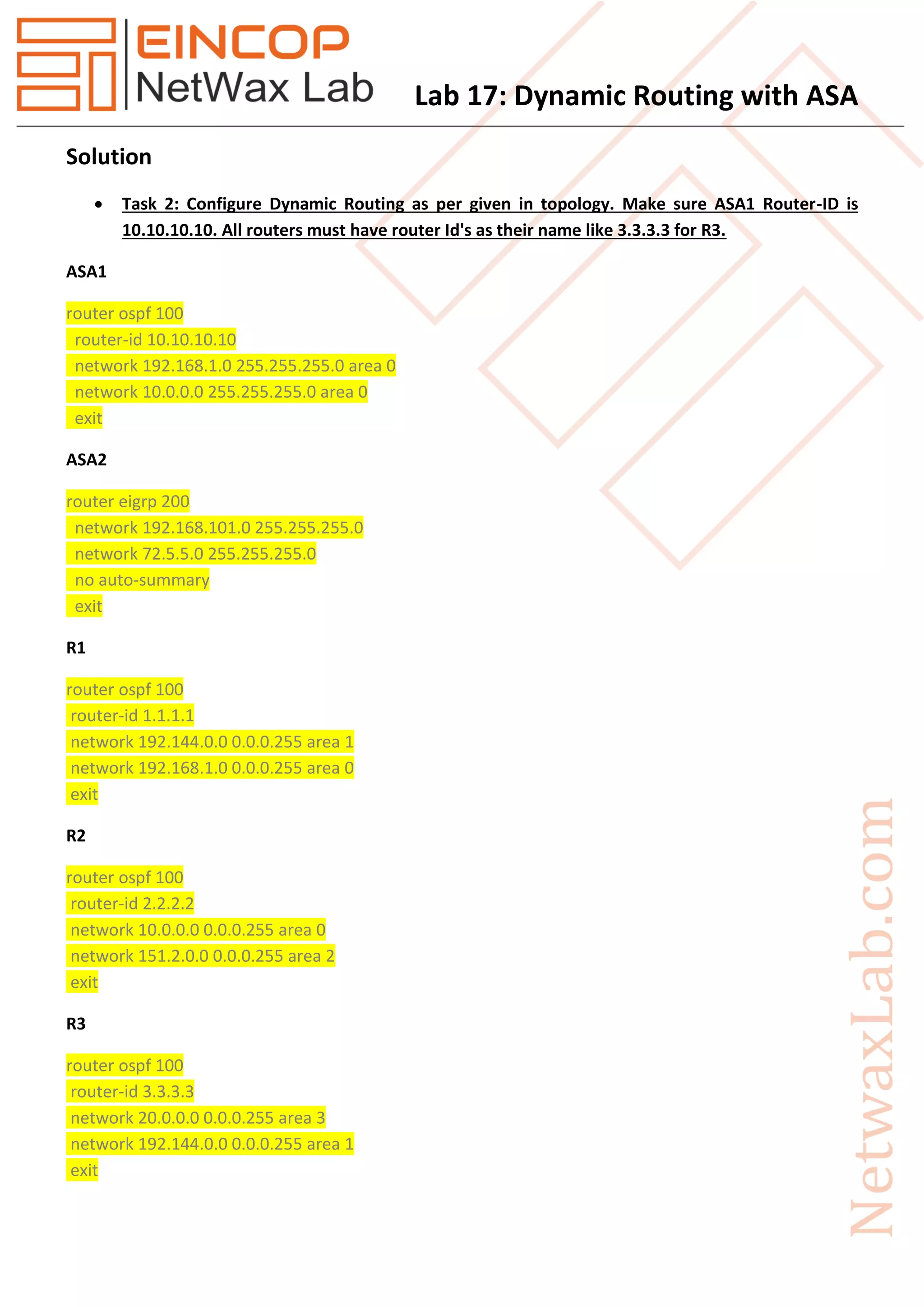 Nxll17 dynamic routing with asa | PDF | Computer Networking | Computing