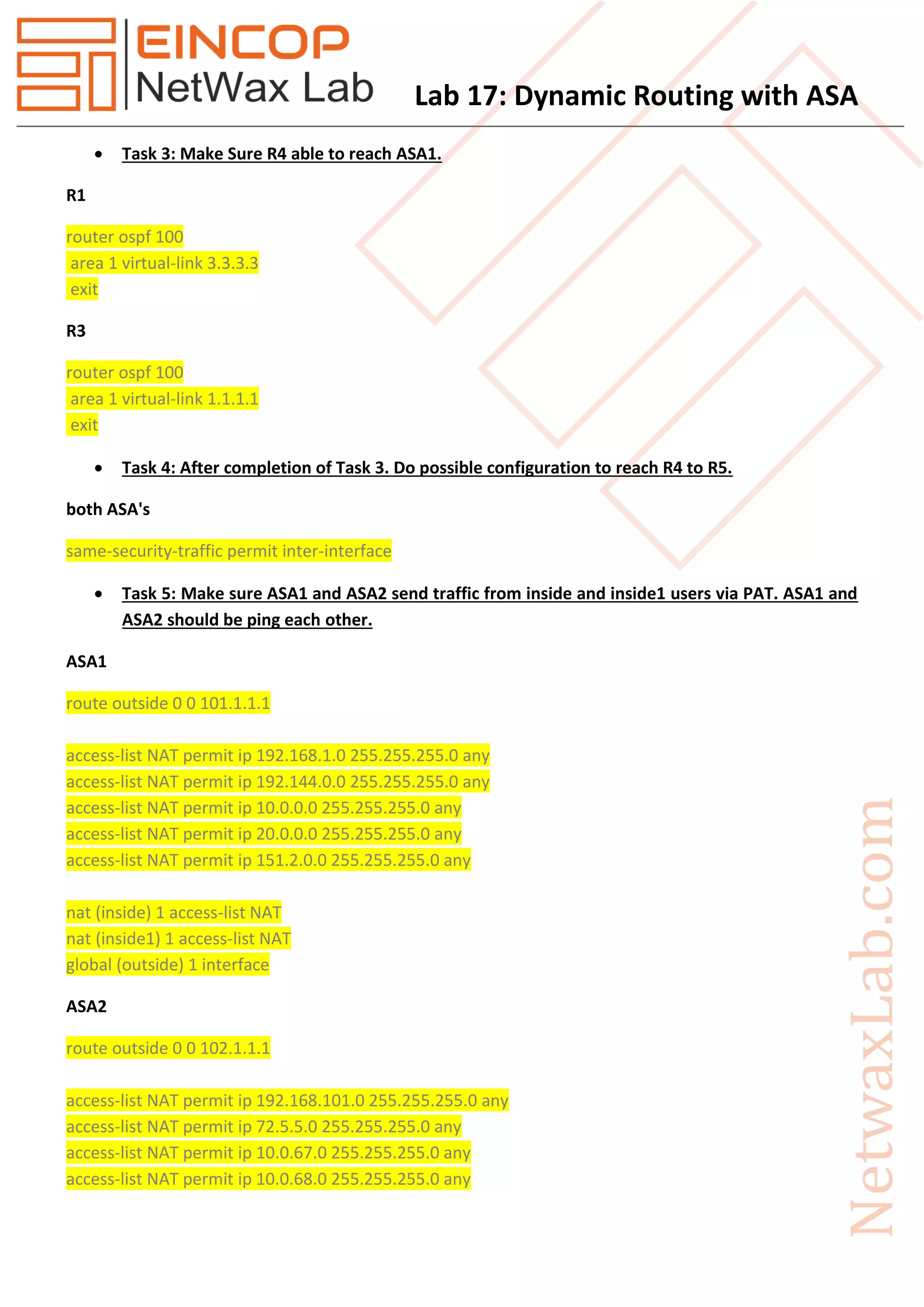 Nxll17 dynamic routing with asa | PDF | Computer Networking | Computing