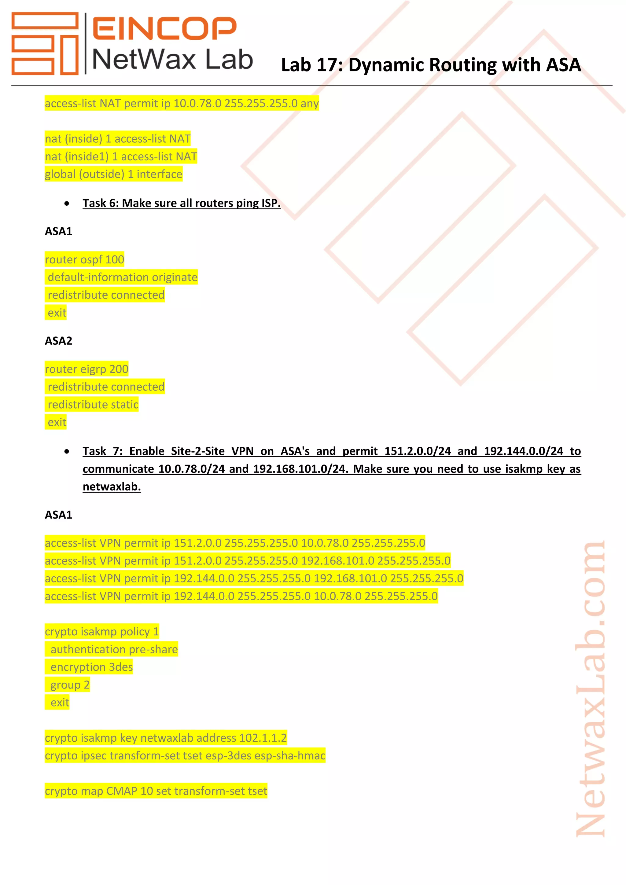 Nxll17 dynamic routing with asa | PDF