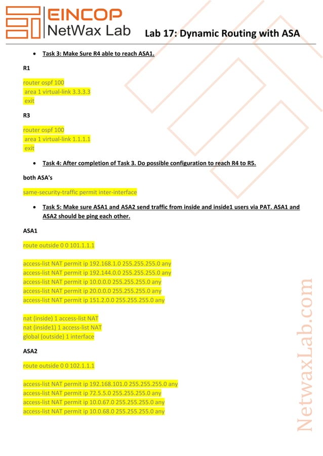 Nxll17 dynamic routing with asa | PDF | Computer Networking | Computing