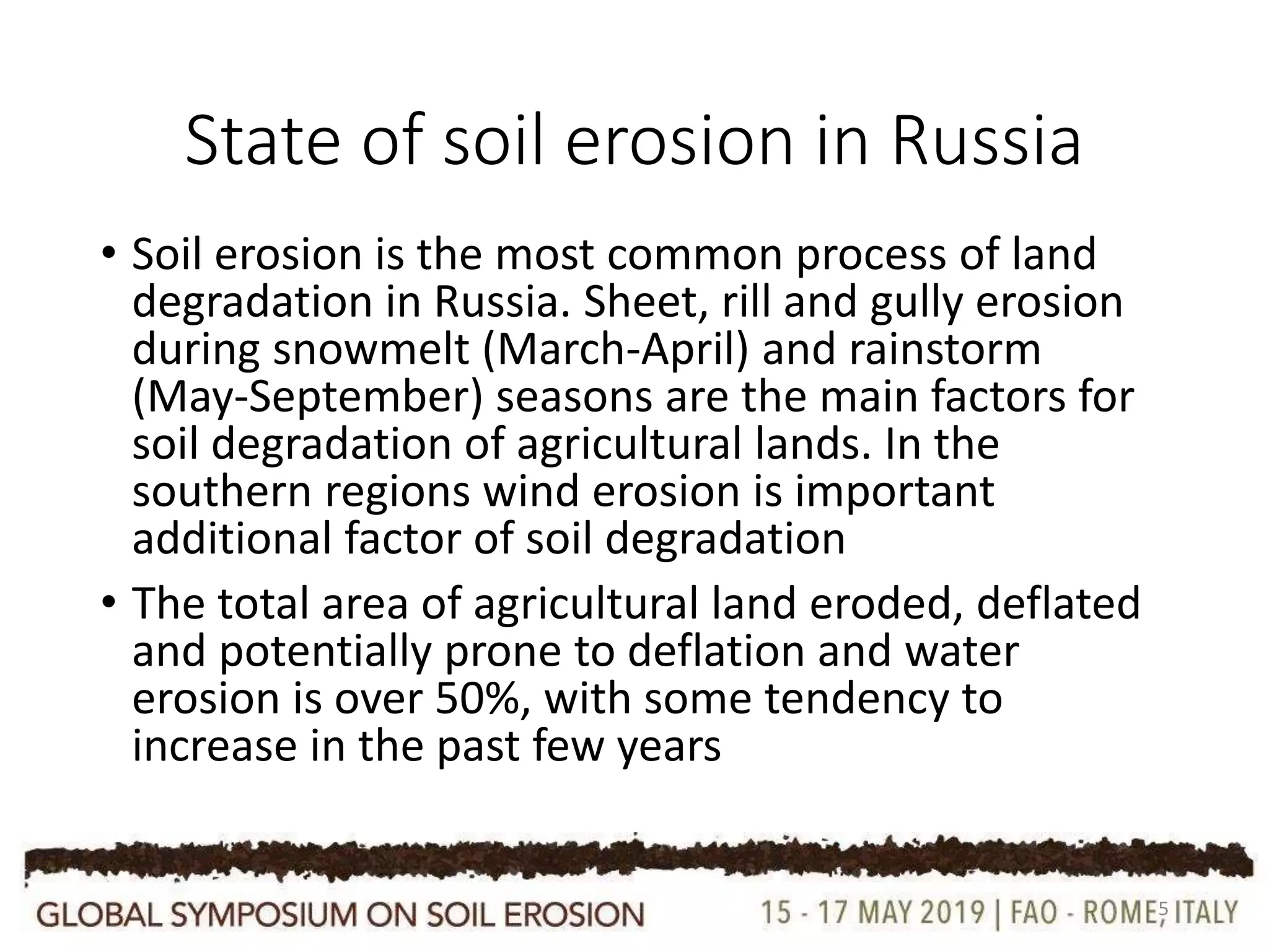 Soil erosion in Russia: state, dynamics, and forecast | PPT
