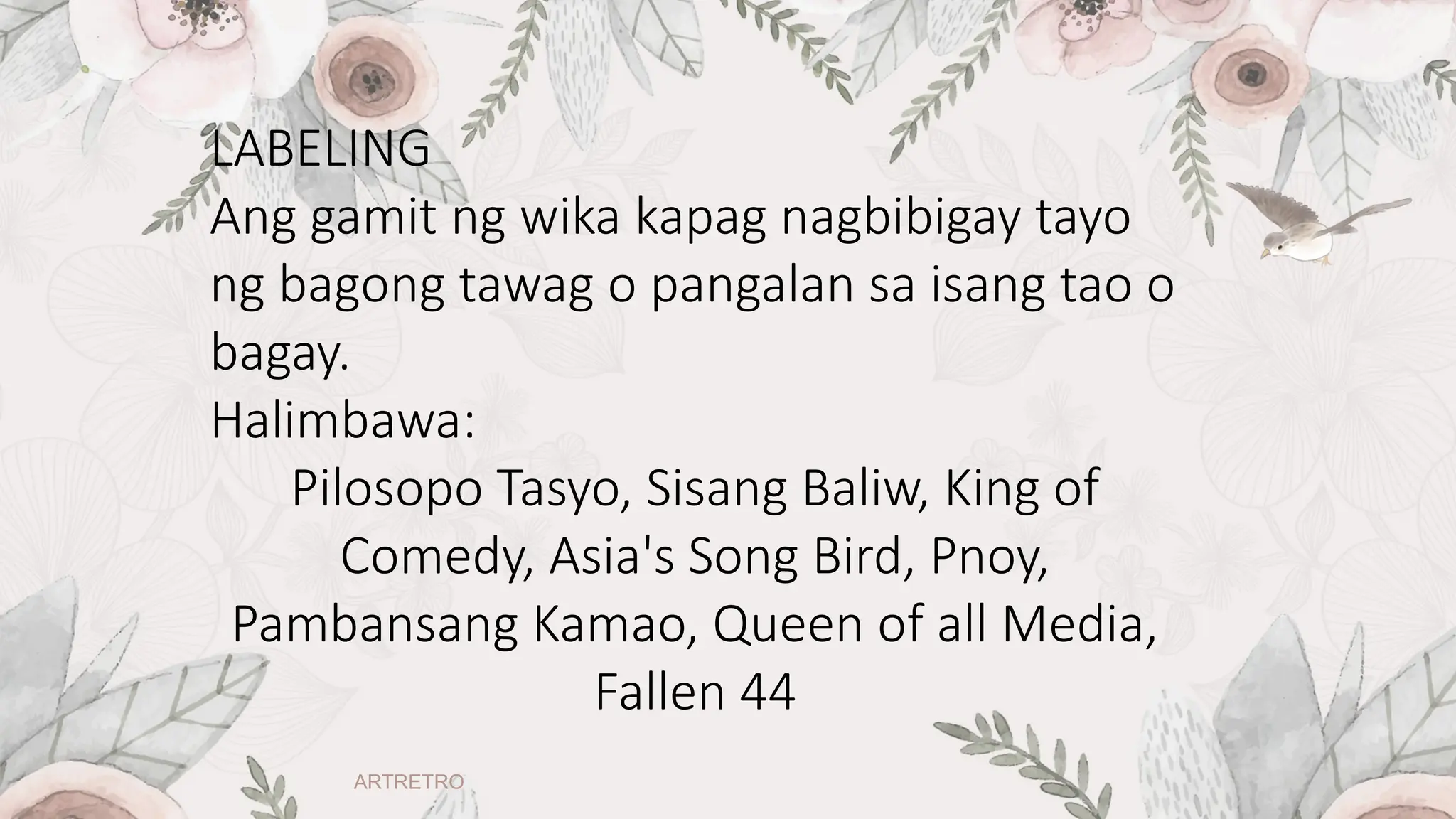 labeling na gamit ng wika filipino 11121 | PPTX