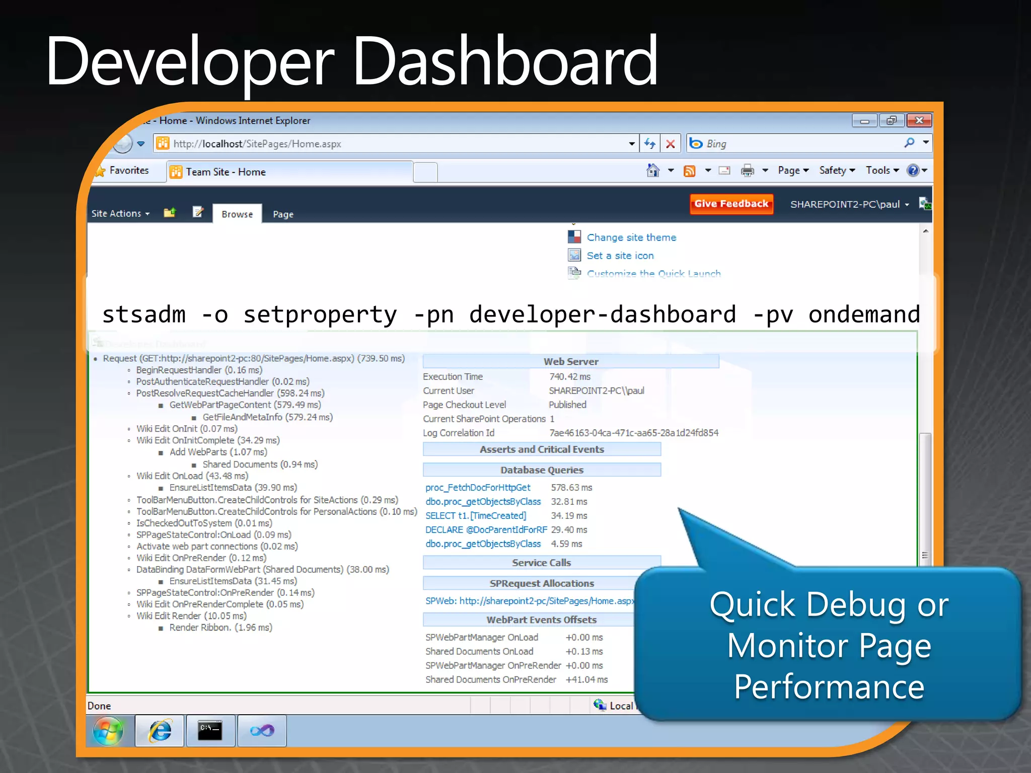 SharePoint 2010 developer overview (in Visual Studio 2010) | PPT
