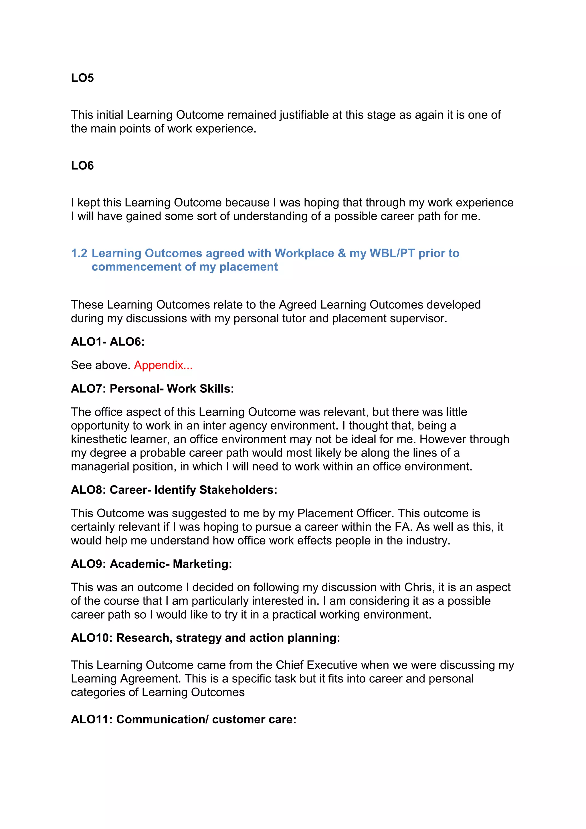 Learning Agreement & Process Review | DOCX