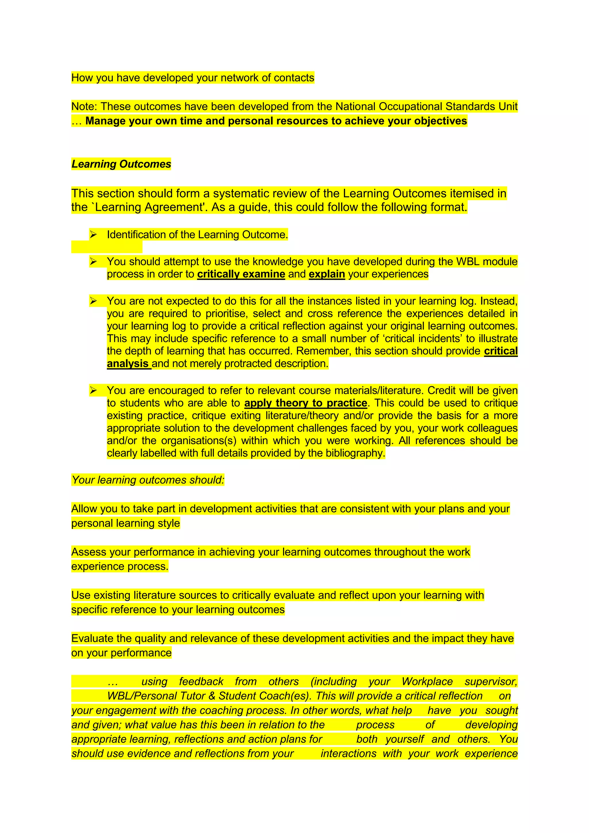 Learning Agreement & Process Review | DOCX | Resume Writing and Advice ...