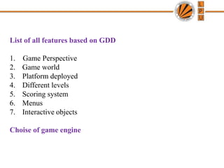 2 lecture (gdd, responsibilites, level of game) 18 1-2021 | PPT ...