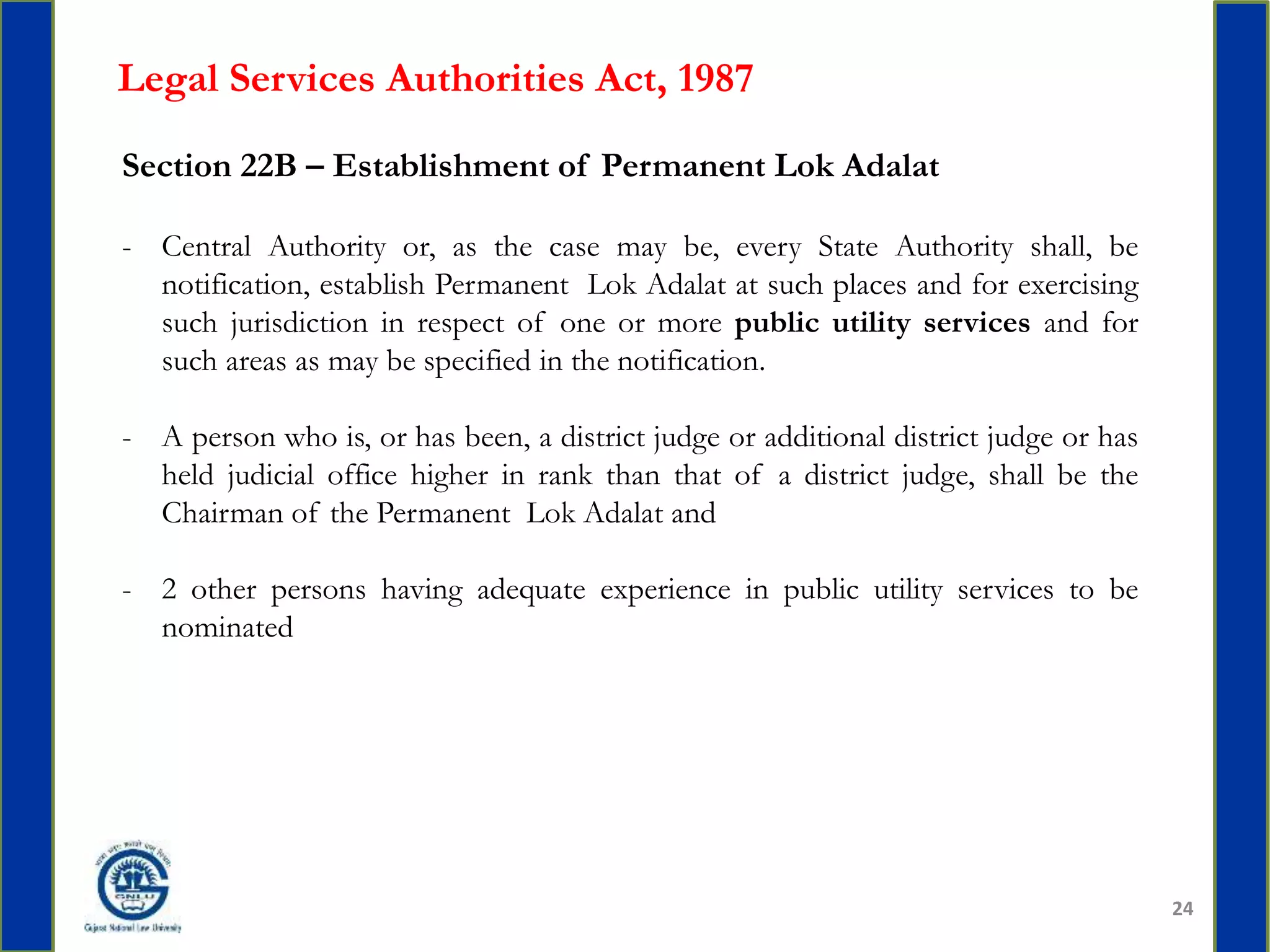 Important Provisions on Legal Services Authorities Act | PPTX