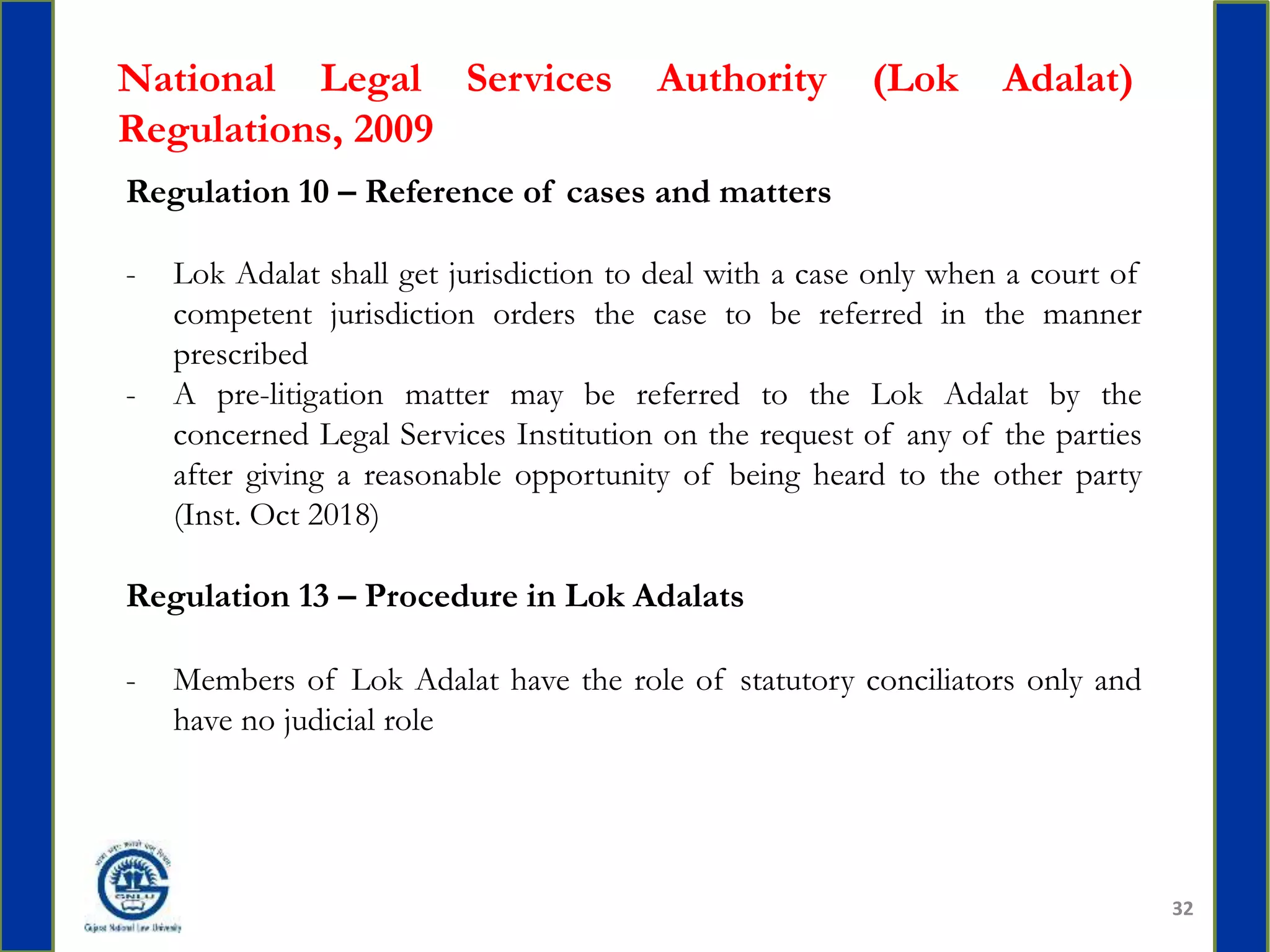 Important Provisions on Legal Services Authorities Act | PPTX
