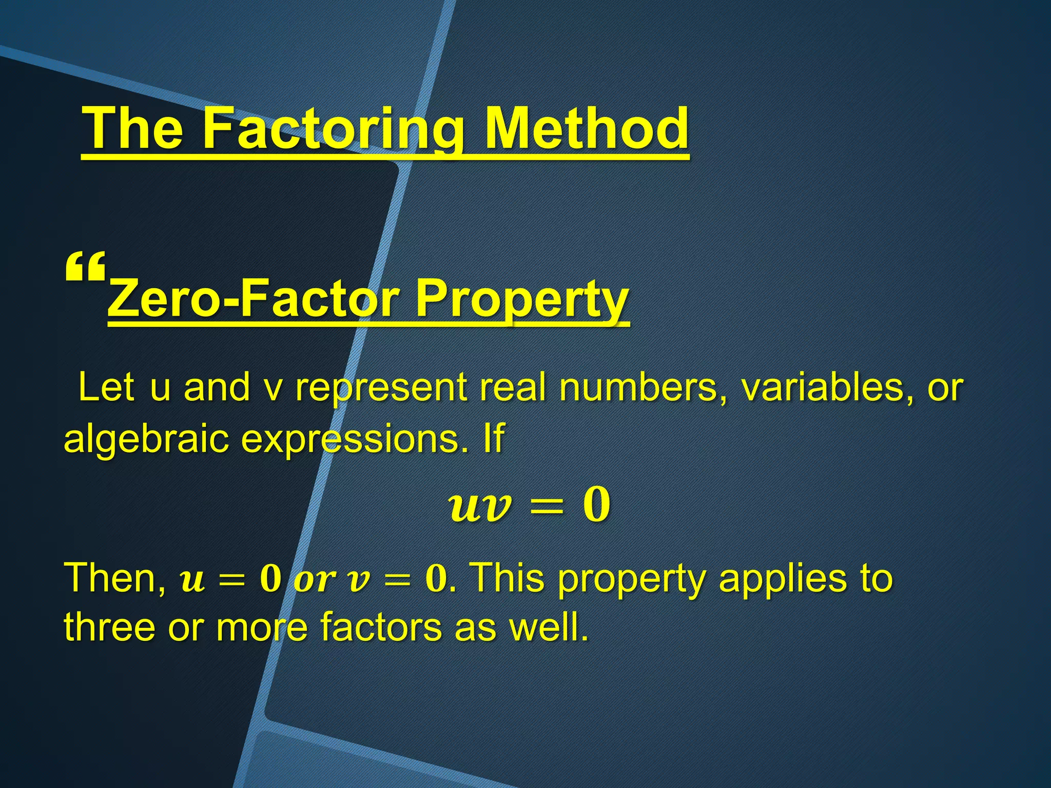 2 Lesson 1 The Factoring Method Ppt