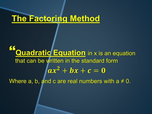 2 lesson 1 the factoring method | PPT