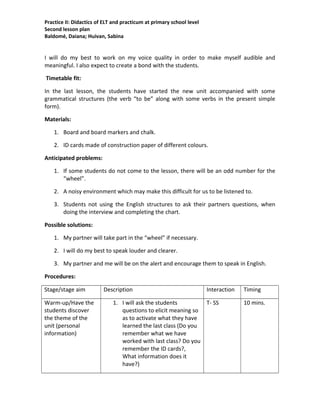 2º lesson plan personal information (2) | DOC