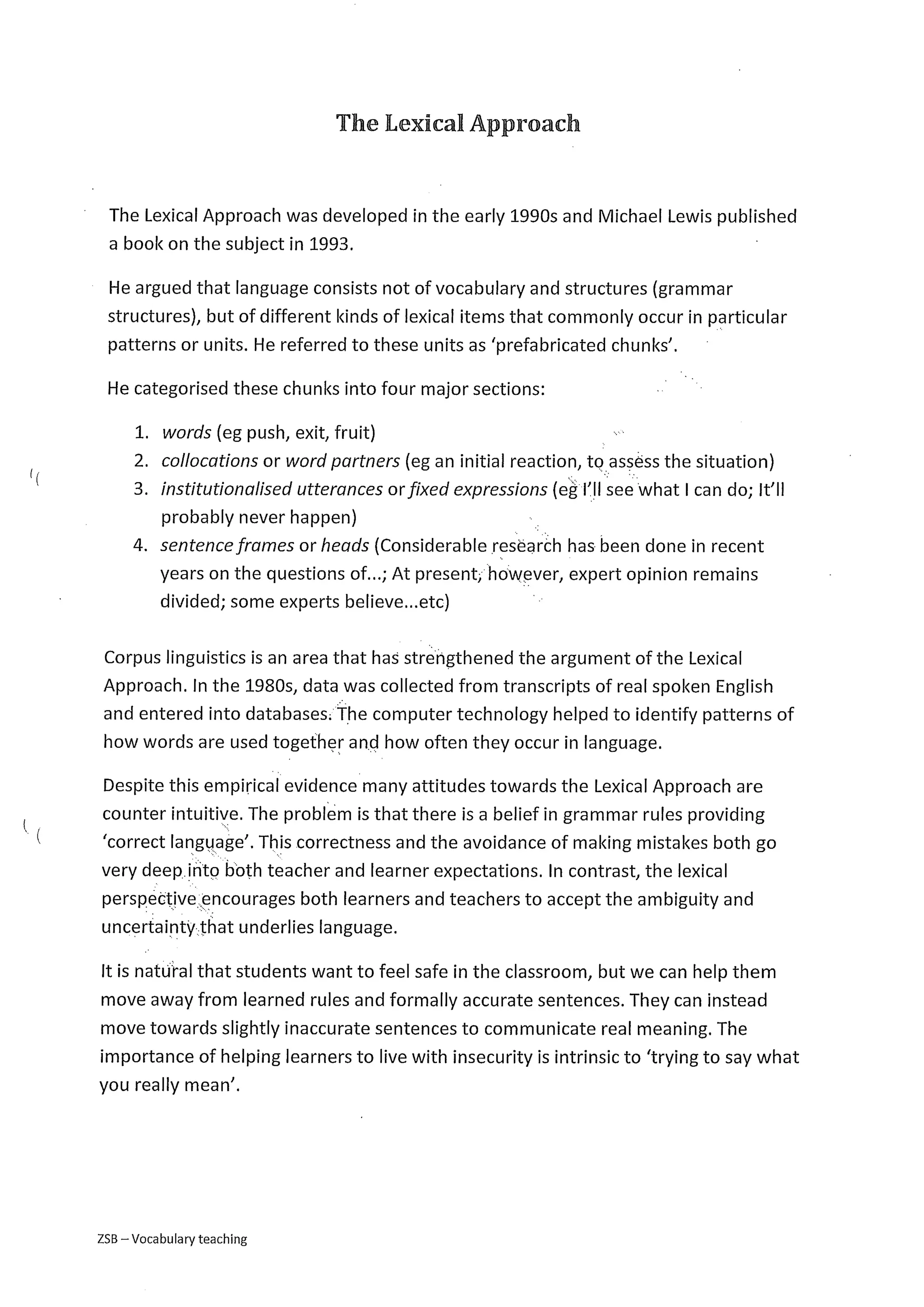 2 lexical approach activity | PDF