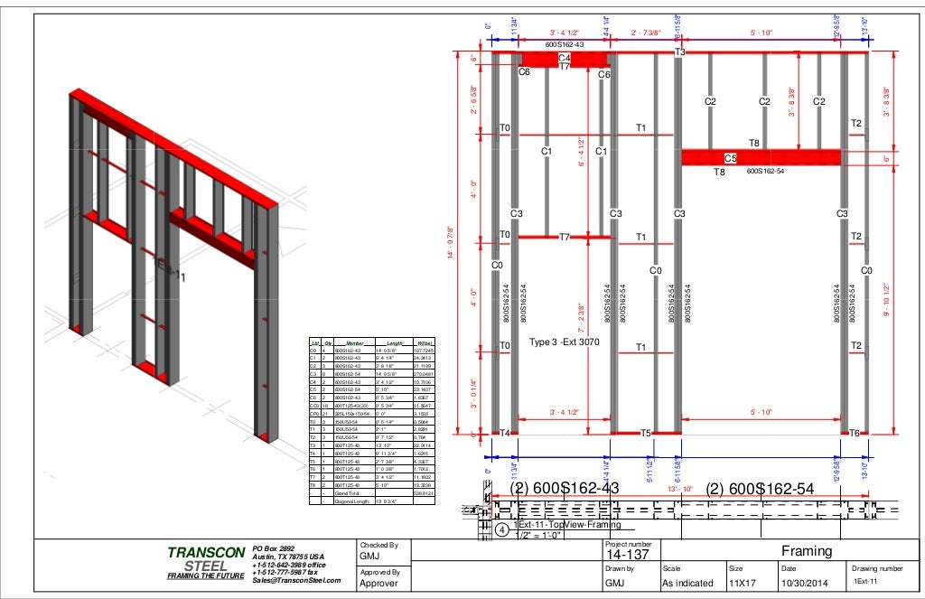 Sample Wall Shop Drawings