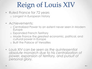 Louis XIV quintessential absolute monarch - absolutism | PPTX