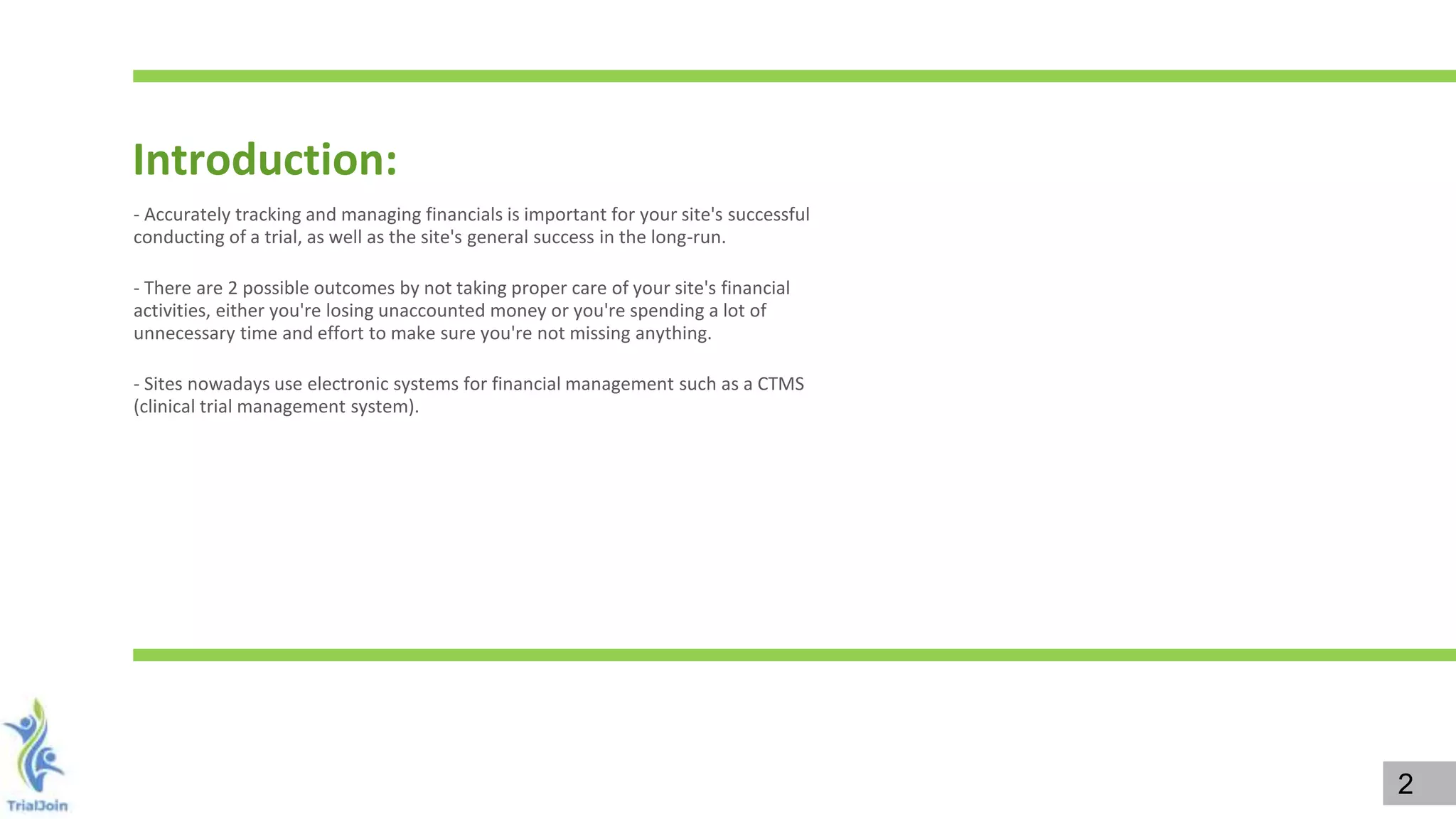 CTMS for your site's financial activities | PPTX