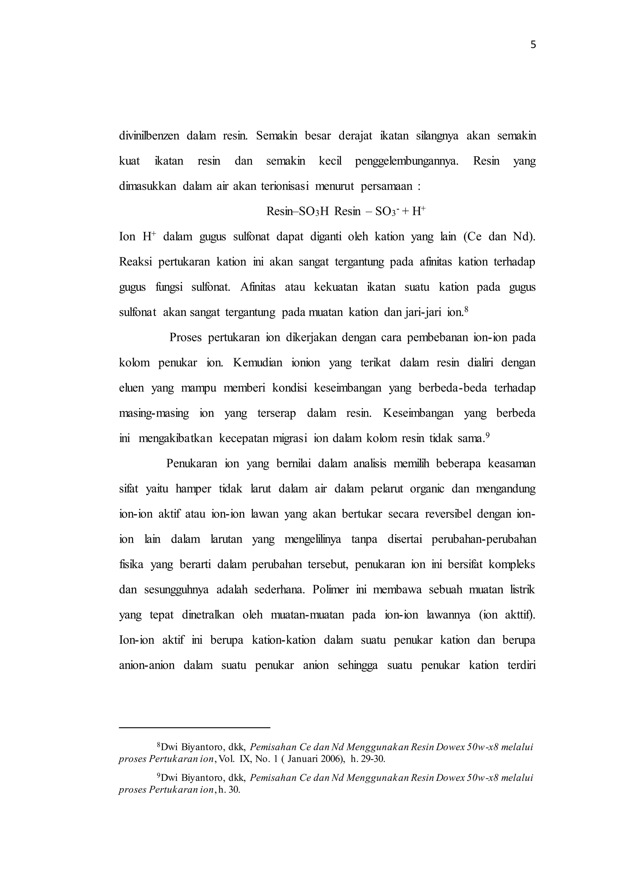Kromatografi kolom (resin penukar ion) | DOCX