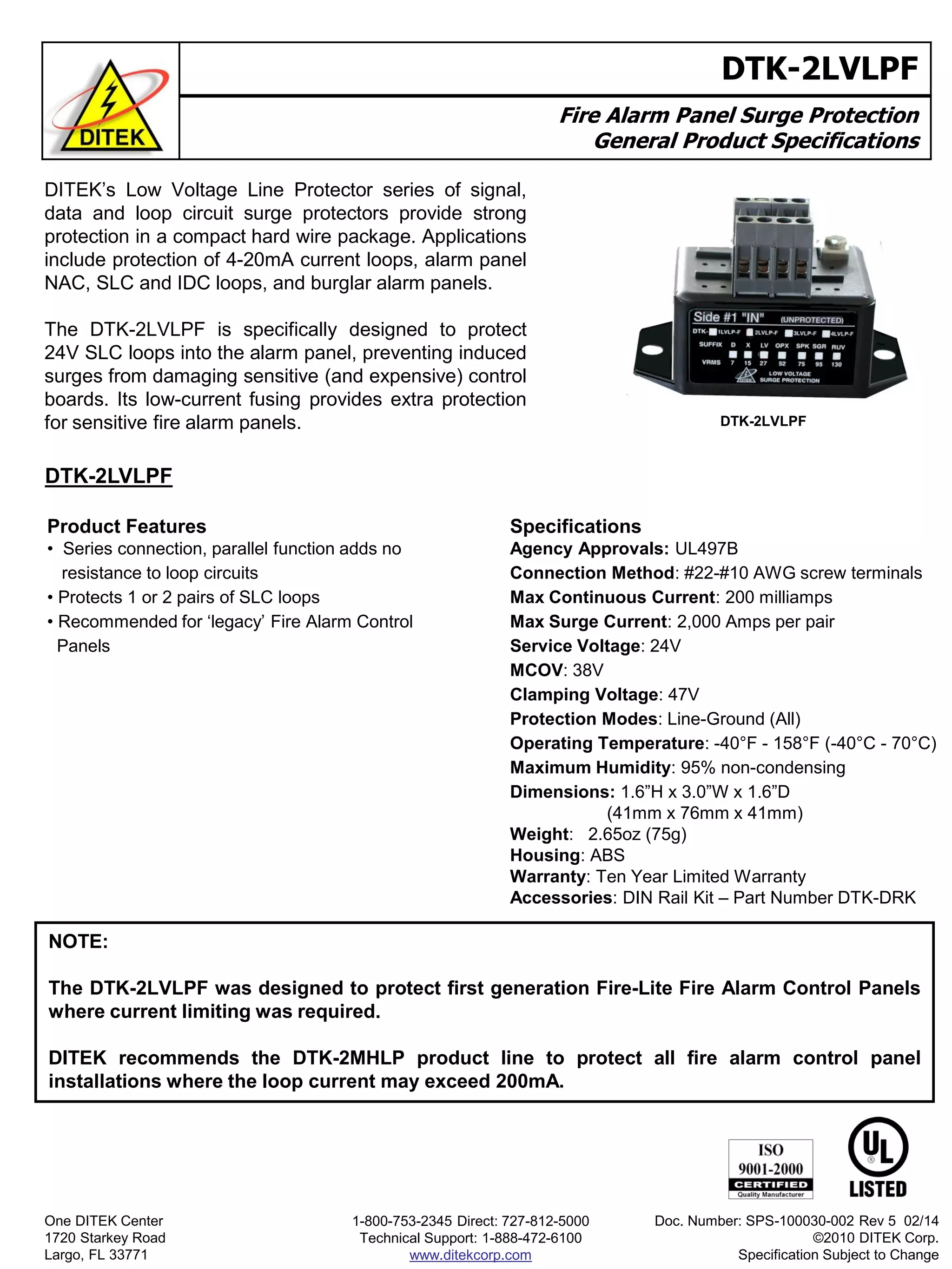 Ditek 2LVLPF Data Sheet | PDF