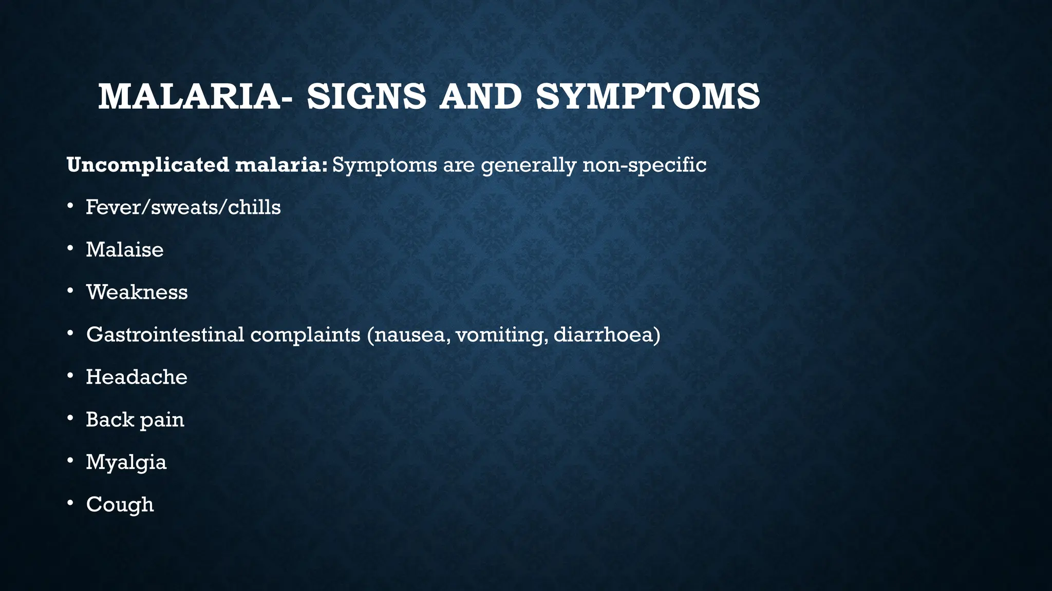 2 MALARIA. Treatment, symptoms and signs | PPTX