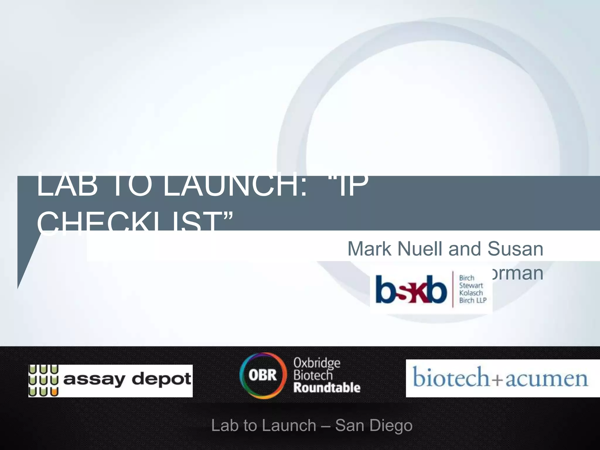 2 mark and susan ip checklist | PPT