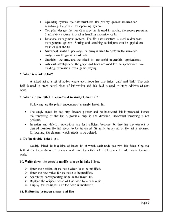 2 marks- DS using python | PDF