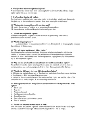 cns 2marks | PDF | Information and Network Security | Computing