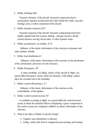 Aeroelasticity 2 marks | DOC